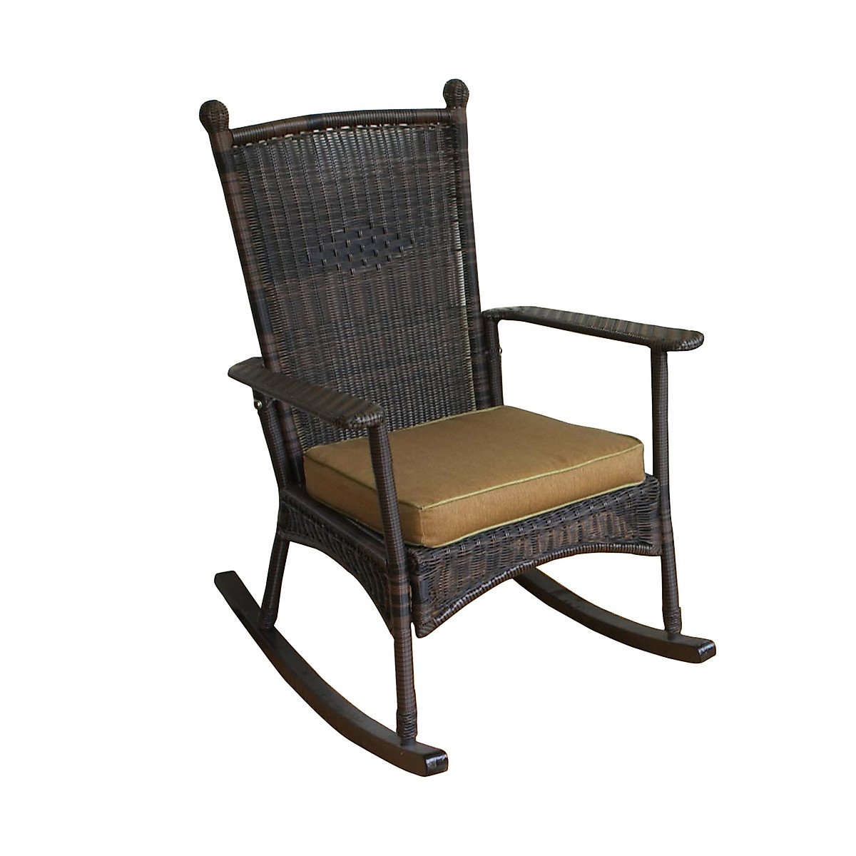Tortuga Outdoor 3 Piece Portside Classic Rocking Chair with 1 side table, Dark Roast