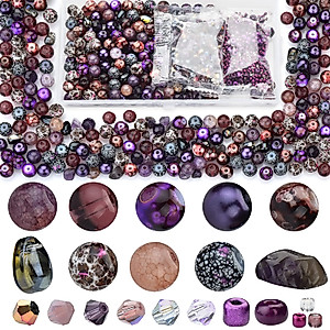 900pcs Glass Craft Beads for Bracelet Making Kit, Include Assorted Round/Bicone/Seed/Rock Beads and Teardrop Pendant for Jewelry Making, Necklace, Art, Designer Charms