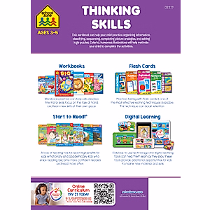 School Zone - Thinking Skills Workbook - 64 Pages, Ages 3 to 5, Preschool to Kindergarten, Problem-Solving, Logic & Reasoning Puzzles, and More (School Zone Get Ready!™ Book Series)