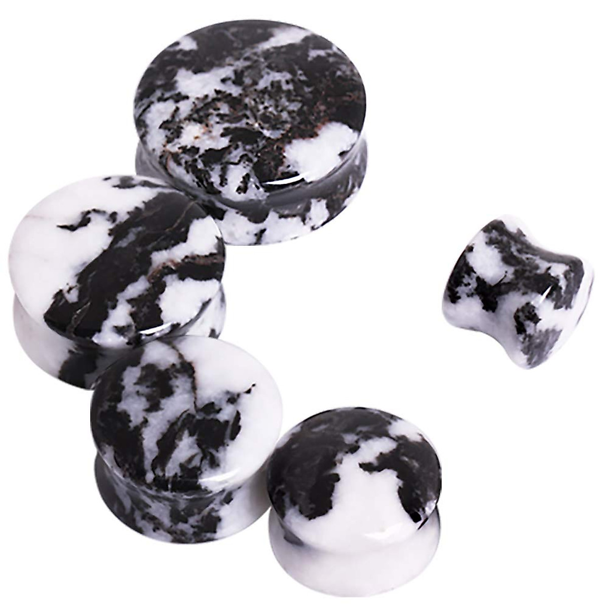 COCOBUL 3 Pairs of 7/8" Natural Mahogany Obsidian, Blue Tiger Eye, Zebra Stone Plug PLE010-PLE011-PLE021 [I05-031 / I05-043 / H06-043]