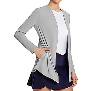 BALEAF Women's Rash Guard Long Sleeve UPF 50+ Sun Shirts Lightweight Quick Dry Cardigan UV Protection Rashguard Swimsuit Swimwear Grey XL