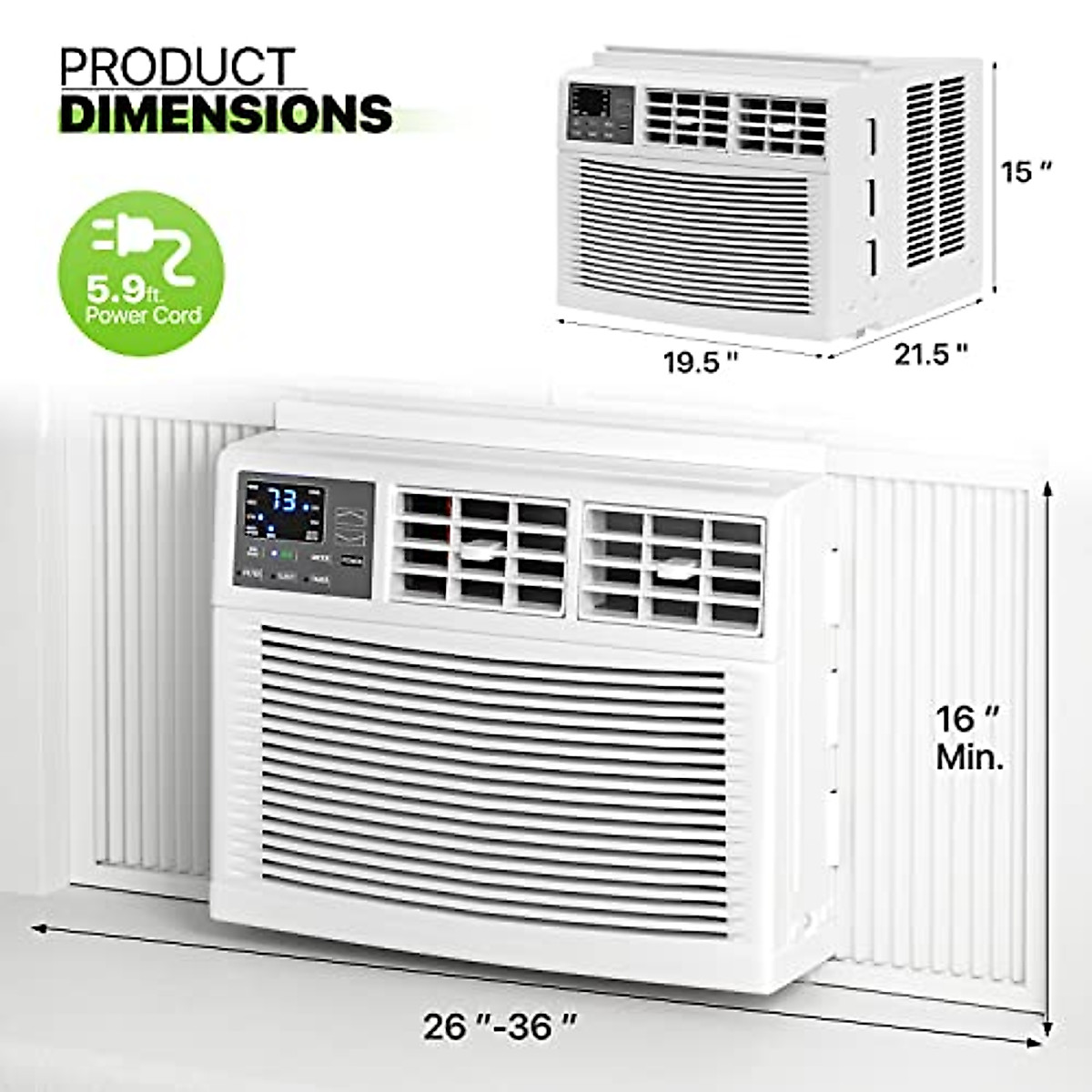 Magshion Window Air Conditioner 12000 BTU, Wi-Fi Enabled or Remote Control, Cooling for Large Rooms up to 450 Sq. Ft., 12K BTU Window AC Unit with Easy Install Kit