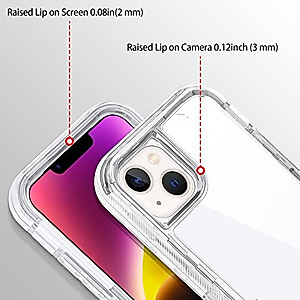 WOLLONY for iPhone 14 Plus Clear Case 3 in 1 Hybrid Heavy Duty Protection Shockproof Hard Bumper Anti-Drop Full Body Protective CoverTransparent Rubber Anti-Scratch Case for iPhone 14 Plus 6.7 inch
