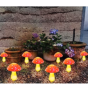 Homeleo Upgraded 8 Pack Red Mushroom Solar Lights for Outdoor Garden Decor, Waterproof Solar Powered Fairy Lights for Yard Fence Lawn Decking Pathway Landscape Lighting Halloween Christmas Decorations