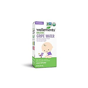 Wellements Organic Gripe Water, 4 Fl Oz, Eases Baby's Stomach Discomfort and Gas, Free from Dyes, Parabens, Preservatives