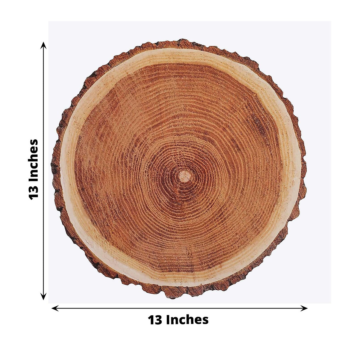 Efavormart 6 Pack | 13" Rustic Natural Wood Slice Design Disposable Serving Trays, Round Farmhouse Paper Charger Plates