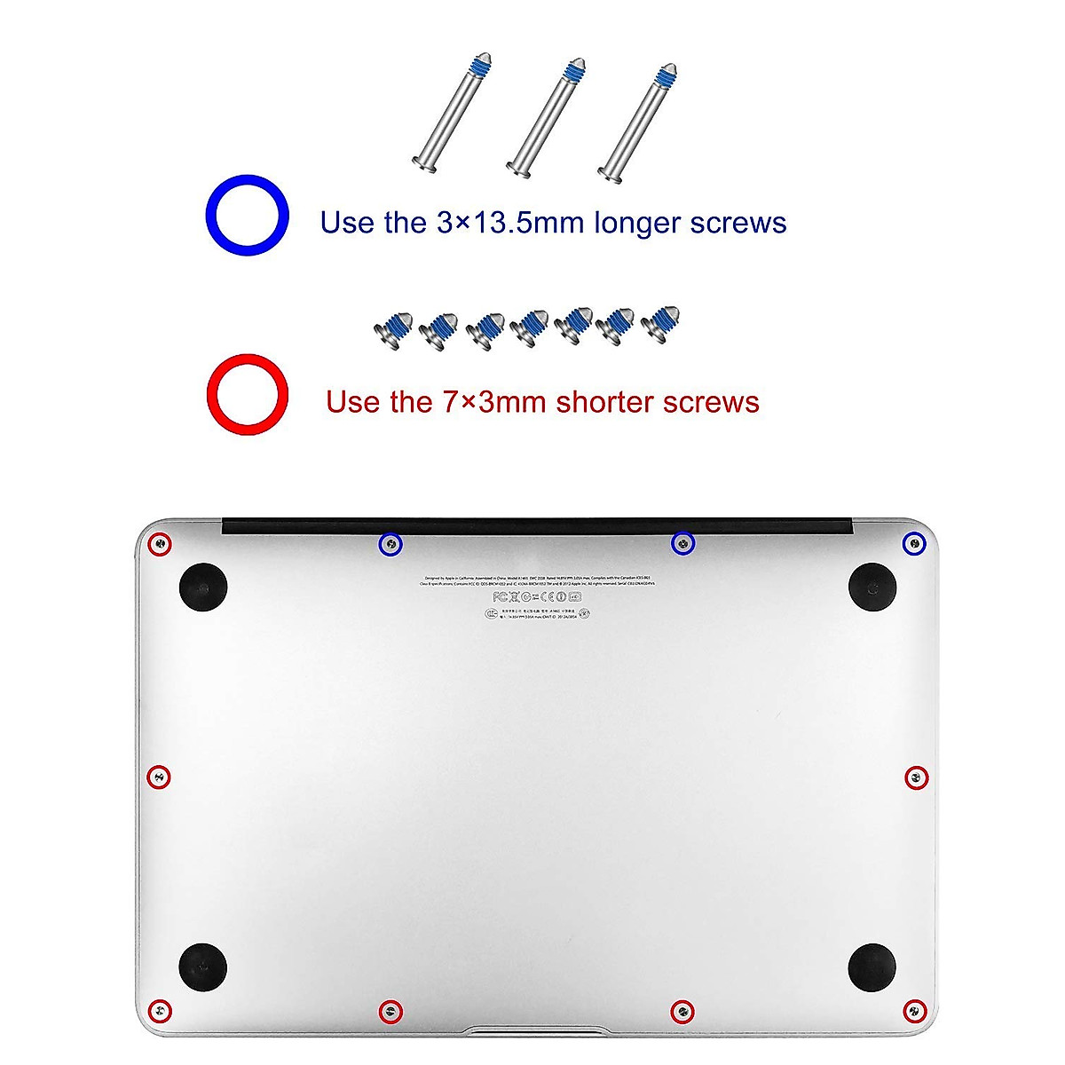 CCYO Replacement Screws 10 Sets for MacBook Pro 13" 15" 17" A1278 A1286 A1297 2009-2012, 10 PCs Bottom Back Case Cover Computer PC Screw