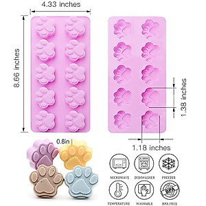 Silicone Molds Puppy Dog Paw and Bone, Non-Stick Food Grade Silicone Molds for Chocolate, Candy, Jelly, Ice Cube, Dog Treats, Cupcake Baking Mould, Muffin pan (Set of 4PCS)