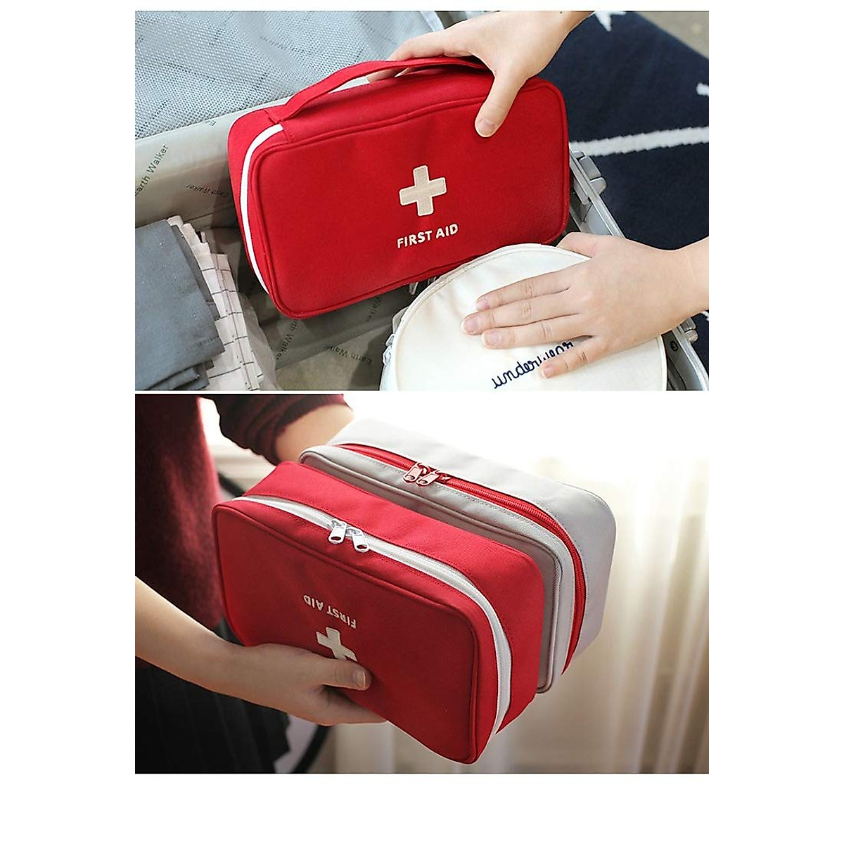 First Aid Bag - First Aid Kit Bag Empty for Home Outdoor Travel Camping Hiking, Mini Empty Medical Storage Bag Portable Pouch (Red)