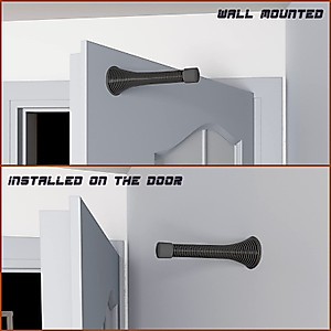 Enconker 12 Pack Door Stoppers, Black Door Stop for Bottom of Door, 3 ⅛" Spring Steel Construction Wall Protector with Rubber Bumper Tips