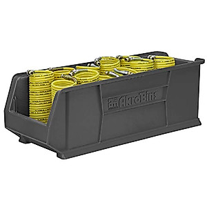 Akro-Mils 30292 Super-Size AkroBins Plastic Storage Bins, Space-Saving Stackable Bins for Garage Organization Bins, Classroom Organization, Warehouses, 30-Inch L x 11-Inch W x 10-Inch H, Grey, 4-Pack