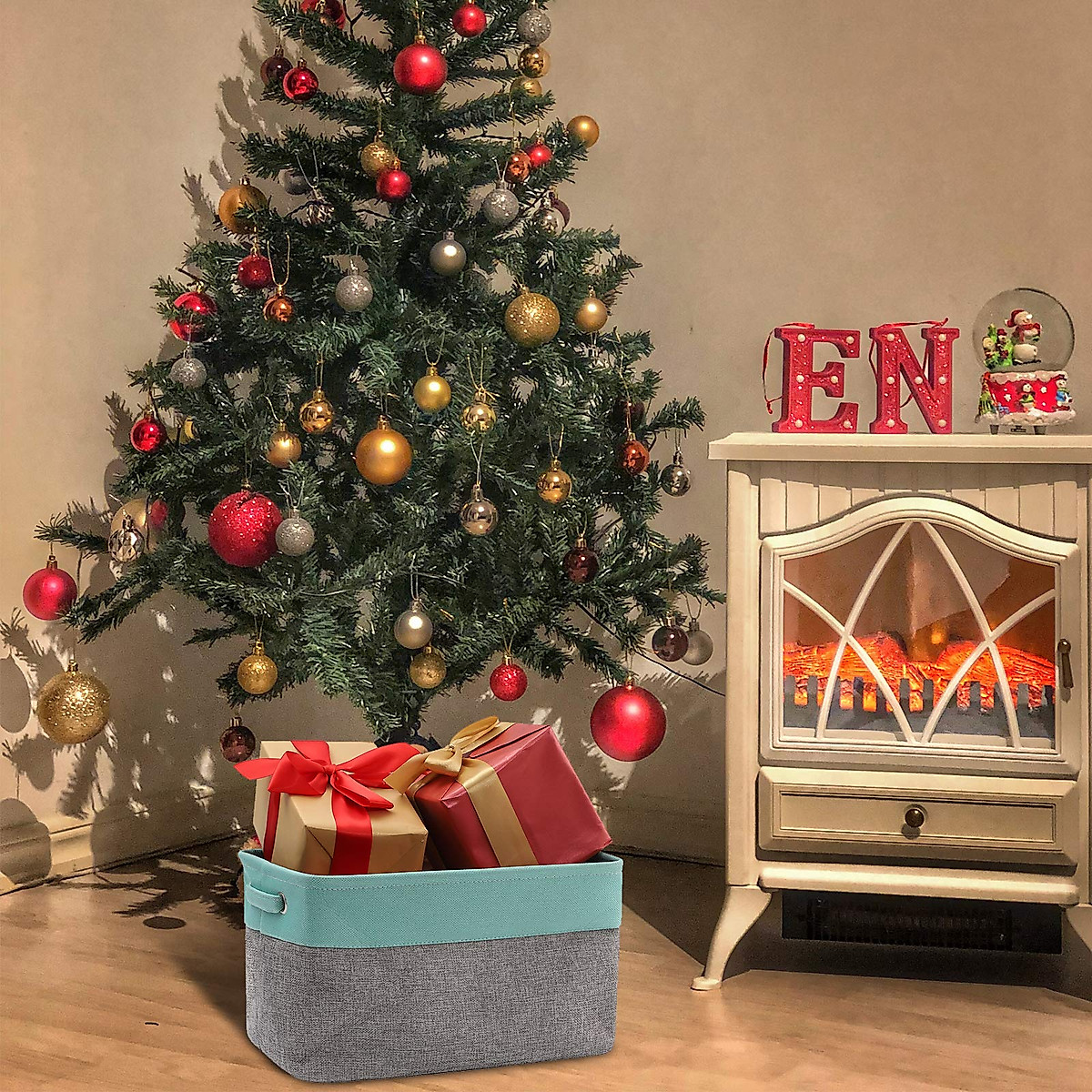 HOKEMP Large Foldable Storage Bins [3-Pack] -14.9 x 10.6 x 9 inch Storage Basket Collapsible Durable Organizer Bin with Carry Handles for Nursery, Home Closet, Toys, Towels, Laundry (Teal)