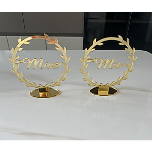 Gold Mirror MR and MRS Wedding Deco,Gold Standing Mr & Mrs Sign Rustic Mr and Mrs Sign for Sweetheart Table Decor