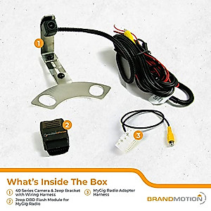 Brandmotion SummitView Jeep Wrangler JK Adjustable Rear Vision System for Factory Display SUTV-8847 (2007-2018) | Spare Tire Mounting Bracket | Waterproof Rear Camera | No Dealer Activation Required