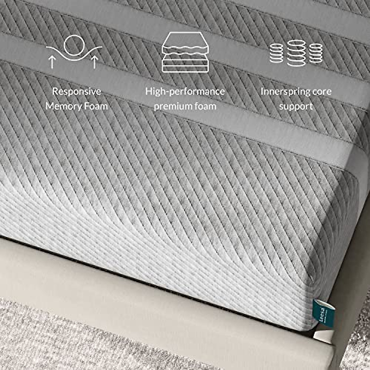 Leesa Original Hybrid 11" Mattress, King, Premium Cooling Foam and Pocket Springs/CertiPUR-US Certified / 100-Night Trial ,Grey