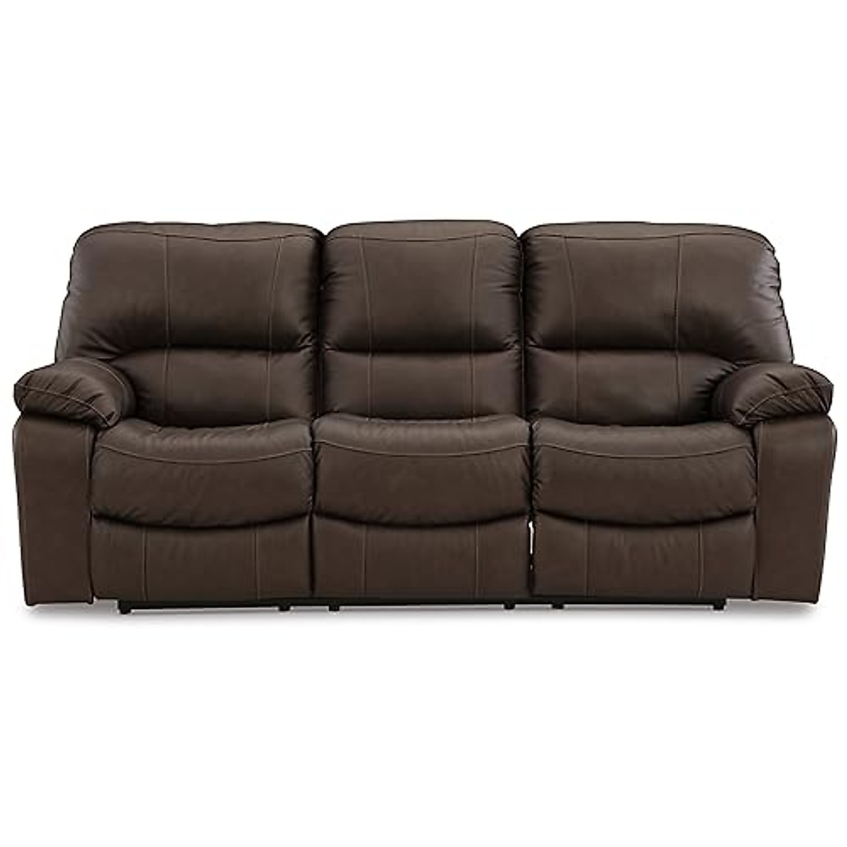 Signature Design by Ashley Leesworth Modern Leather Match Power Reclining Sofa with USB Ports, Dark Brown
