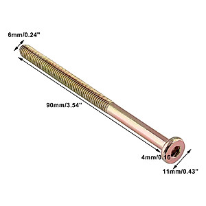 Bonsicoky M6x90mm Button Head Socket Cap Bolts Screws, 10Pcs Zinc Plated Carbon Steel Allen Hex Drive, Full Machine Thread with Bonus Hex Key