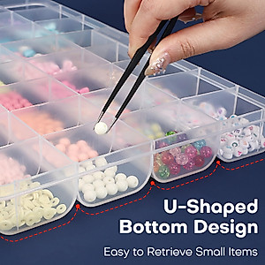 Udefineit 32 Grids Large Plastic Organizer Box with Fixed Dividers, Bead Storage Compartment Organizer Box for Jewelry/Nail/Screw/Small Parts, Clear Compartment Container Storage Case Tackle Box