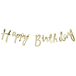 Ginger Ray Gold Designer Happy Birthday Banner Decoration, 1.5, Pick & Mix