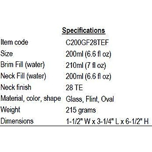 200 ml (6.6 oz) Glass Flask Liquor Bottle with Black Caps (6 Pack)