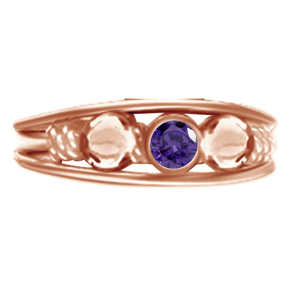 Wishrocks Round Cut Bezel Set Simulated Amethyst Fashion Toe Ring In 14k Rose Gold Over Sterling Silver Jewelry For Women