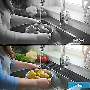 Derlights 30 inch Sink Splash Guard Mat,Silicone Faucet Handle Drip Catcher Tray, Longer Silicone Sink Mat for KitchenBathroom, Drip Protector Splash Countertop (black)
