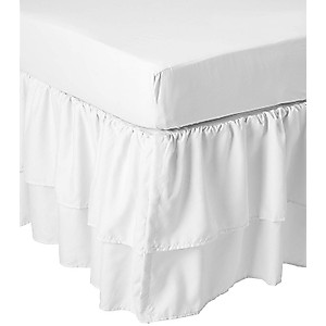 American Baby Company Double Layer Ruffled Crib Skirt Waterproof Mattress Pad Cover and Microfiber Fitted Crib Sheet Bundle, White, for Boys and Girls