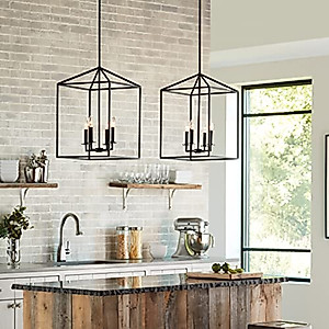 Generation Lighting 5215004-112 Perryton Small Four - Light Hall/Foyer Hanging Modern Fixture, Midnight Black