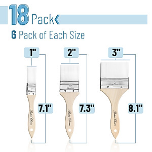 Bates- Chip Paint Brushes, 18 Pack, 1", 2", 3", Synthetic Bristles Painting Brushes, Paint Brushes Set, Chip Brush, Painting Brush, Wood Stain Brush Set, Chip Paint Brushes for Paint, Chip Brushes