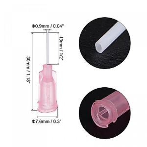 uxcell 50 Pcs 20G Plastic Dispensing Needles, 1/2" PP Glue Needle Tube Blunt Luer Lock Tips with PP Flexible Needle for Liquid Glue Gun, Pink