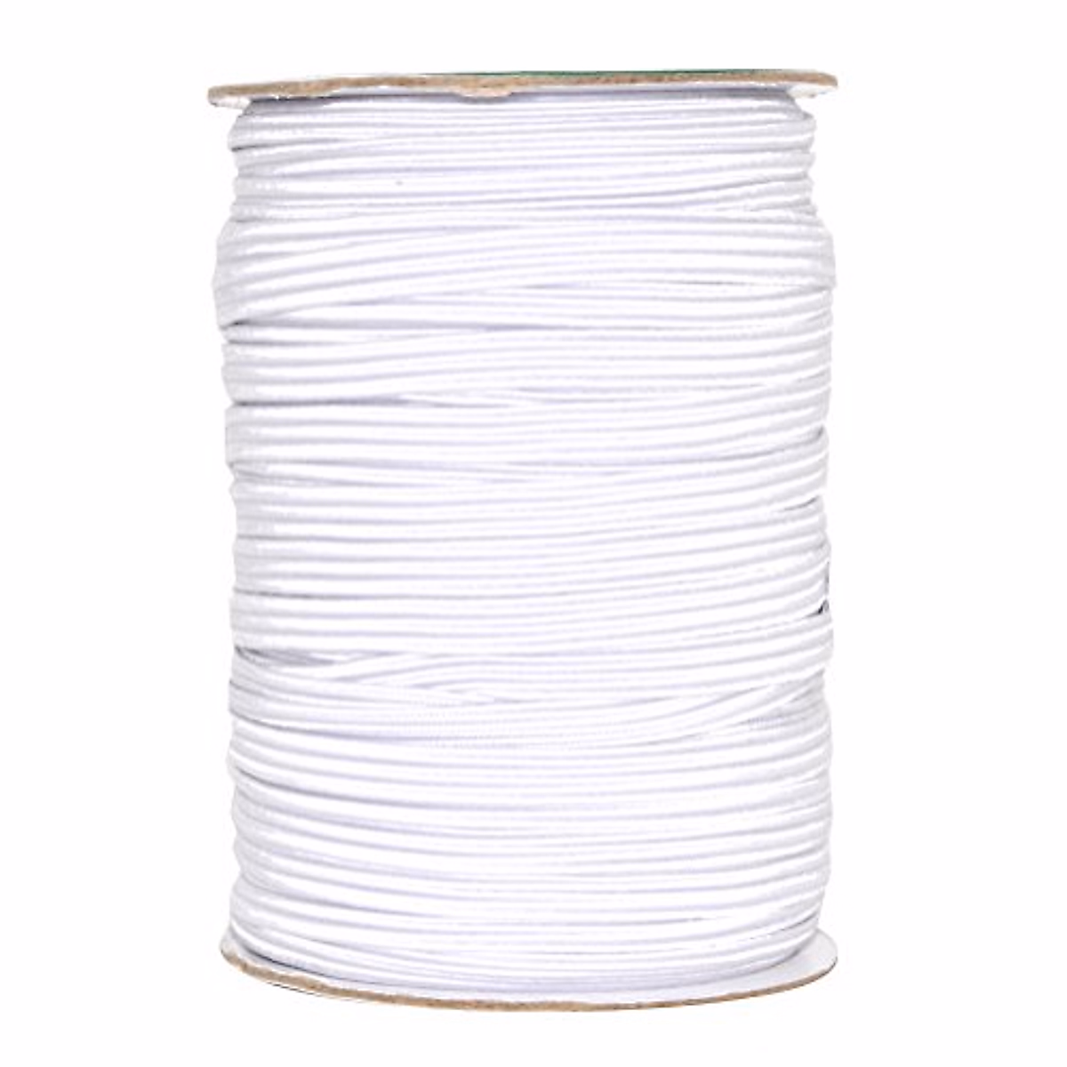 Mandala Crafts Flat Elastic Band, Braided Stretch Strap Cord Roll for Sewing and Crafting; 1/4 inch 6mm 50 Yards White
