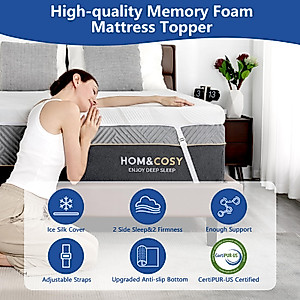 Firm Mattress Topper Queen Size 3 Inch Mattress with Ice Silk Cover, Premier Cooling Gel+Bamboo High-Density Support Memory Foam Mattress Topper, Medium Firm to Firm Mattress Topper for Pain Relief