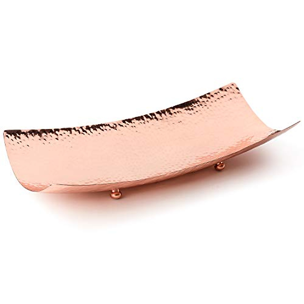 Colleta Home Rectangular Copper Serving Tray- Copper Serving Tray and Platters- Decorative Centerpiece- 16 Inch Hammered Tray