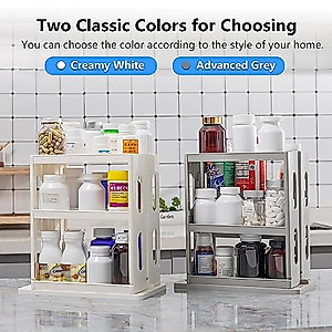 Dutiplus Medicine Organizer 2 Three-Decker Shelves Cabinet Storage Rack Organizer for Holding Vitamins, Supplements Cosmetics 10.82”H x 5.82”W x 10.43”D (Creamy White)