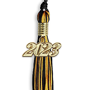 Endea Graduation Mixed Double Color Tassel with Gold Date Drop (Black/Gold, 2023)