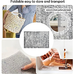 Area Rug 5x7 Washable Throw Rugs with Rubber Backing Stain Resistant Non-Slip Waterproof Foldable Thin Grey Rug Retro Carpet for Living Room Office Bedroom Bedside (C03, 5'x7')