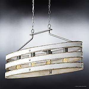 Urban Ambiance Luxury Modern Farmhouse Chandelier, Large Size: 17" H x 38.5" W, with Rustic Style Elements, Galvanized Steel Finish, UHP2477 from The Adelaide Collection