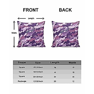 applebless Set of 2 Throw Pillow Covers Square for Home Decor, Camouflage Netting Camo Purple 18x18 Inch Cotton Reversible Pillow Case Sofa Soft Cushion Cases for Bedroom Couch Bed Car Chair