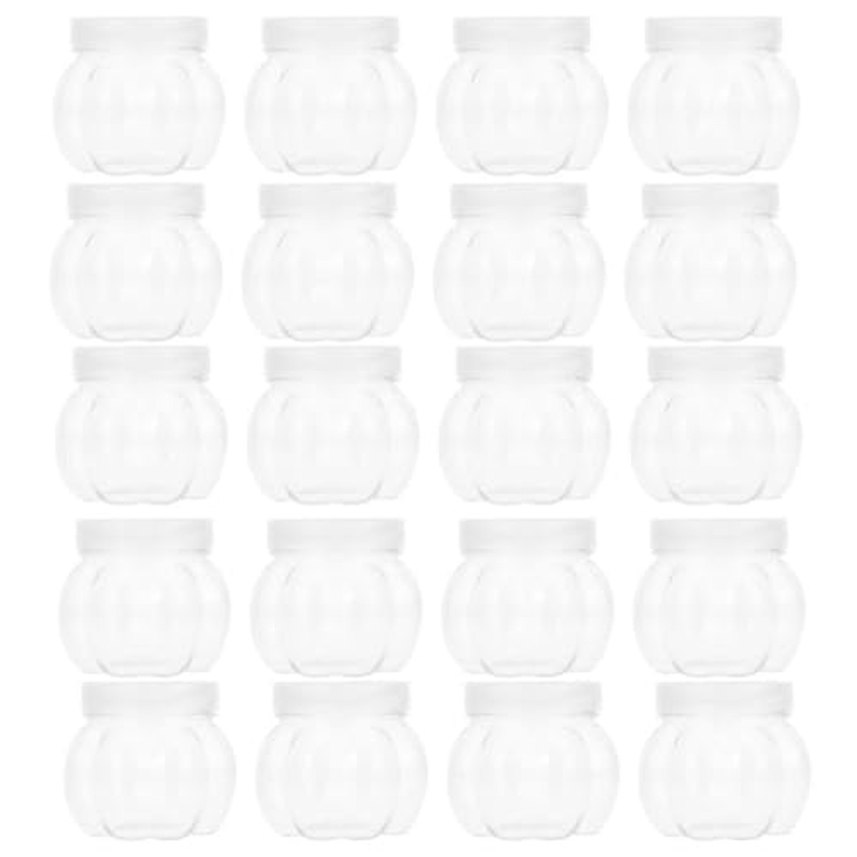 Mini Halloween Candy Jar Plastic Halloween Candy Jars with Lids 20PCS Pumpkin Shaped Clear Cookie Jar Container Storage Jars for Coffee Bean Nut Spices Canister Party Sweet