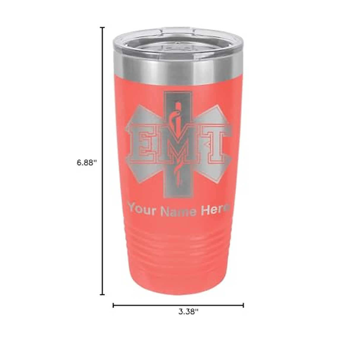 LaserGram 20oz Vacuum Insulated Tumbler Mug, EMT Emergency Medical Technician, Personalized Engraving Included (Coral)
