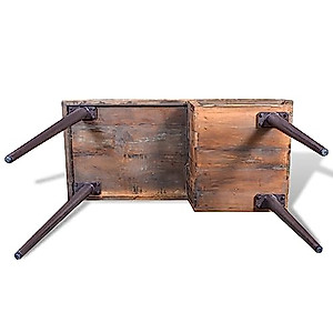 vidaXL Rustic Home Office Desk Workstation Writing Table Reclaimed Wood w/ Iron Legs
