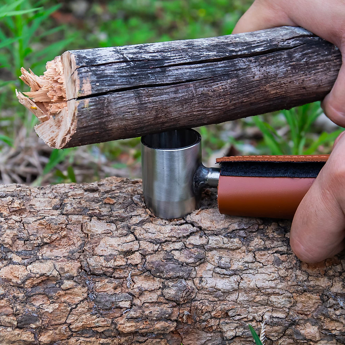 Survival Settlers Tool Hand Bushcraft Auger Drill, Manual Auger Wrench Scotch Eye Wood Drill Bit Outdoor Wood Peg and Hole Maker for Bushcrafting, Survival Wilderness Camping (Brown)