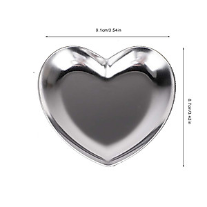 Raguso Stainless Steel Heart-Shaped Jewelry Display Tray, Silver, 3-Inch