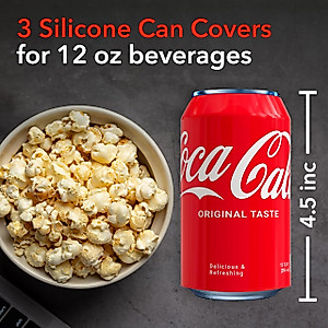 BeerSkin Skywin Silicone Can Cover Red-3 Pack 12oz (355ml), Silicone Can Sleeve, Soda Can Sleeve, Hides Can by Disguising as a Can of Soda (Horizontal)