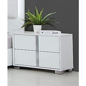 KANSOLE Roma Glossy Right Nightstand, White