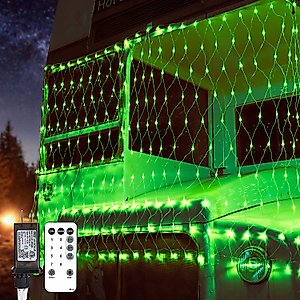BrizLabs Green Net Lights Outdoor, 11.8ftx 4.9ft 360 LED Christmas Mesh Lights with Remote, 8 Modes Bush Net Sting Lights, Connectable Plugin Halloween Net Lights for Xmas St Patrick’s Day Tree Garden