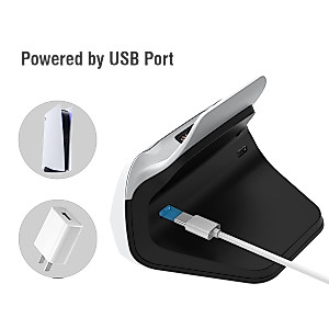 ElecGear Solo Charging Dock for PS5 Controller, Wall Mount and Desktop Dual Purposes USB Charger Stand Docking Station for Single Playstation 5 DualSense Wireless Controller