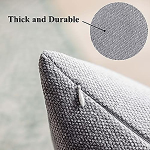 Home Brilliant Gray Pillow Covers Decorative Throw Pillows for Couch Cotton Linen Throw Pillow Cases for Sofa Nursery Living Room, 18x18 inches, Set of 2, Light Grey