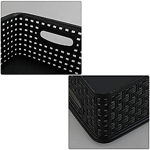 Asking Black Plastic Weave Storage Baskets, Set of 6