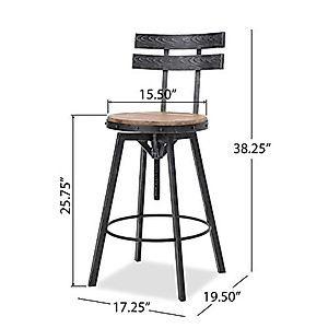 Christopher Knight Home Alanis Barstool Sets, Antique + Black Brush Silver